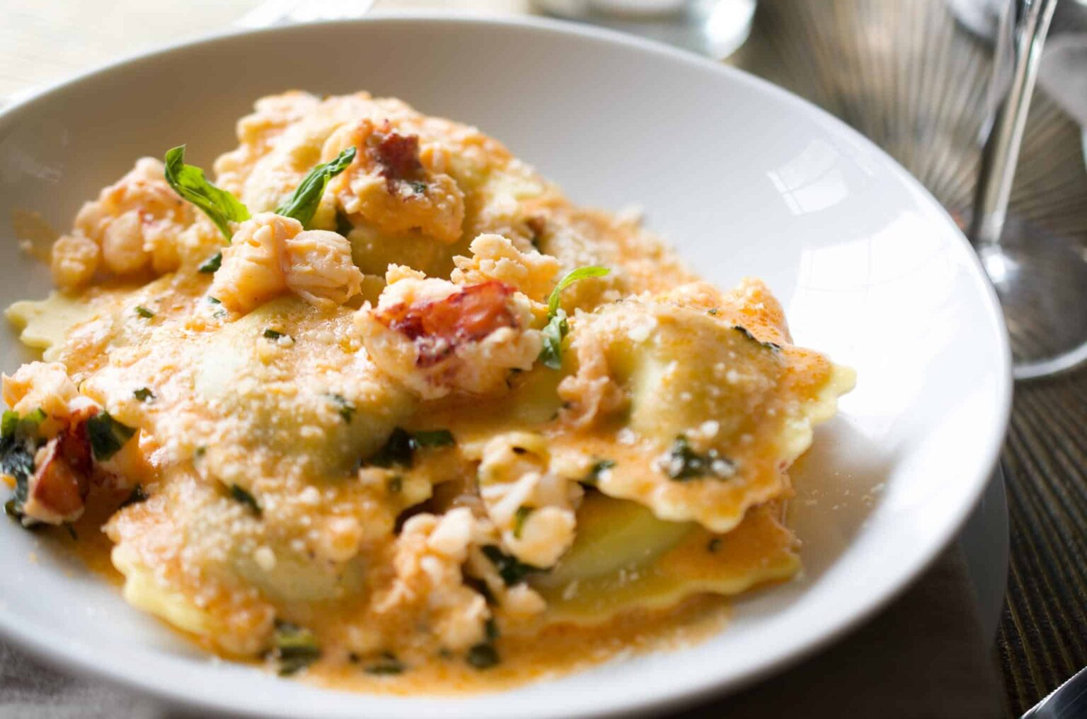 Ravioli for Two with “Pink” Champagne Lobster Sauce - Plan to Eat