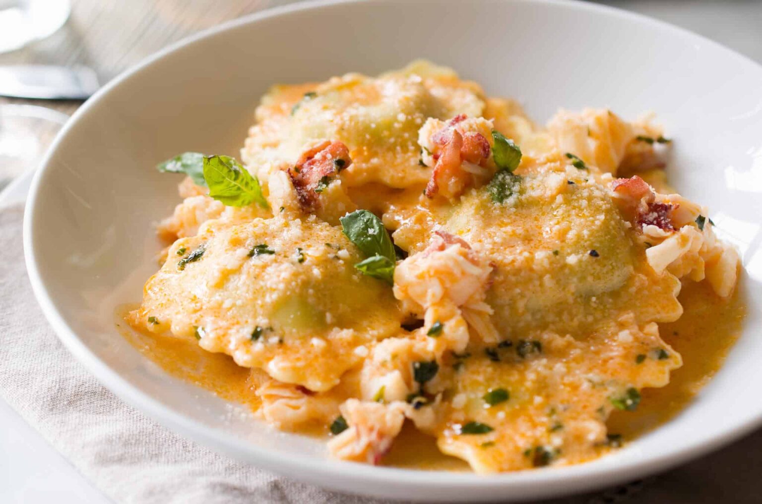 Ravioli for Two with “Pink” Champagne Lobster Sauce - Plan to Eat
